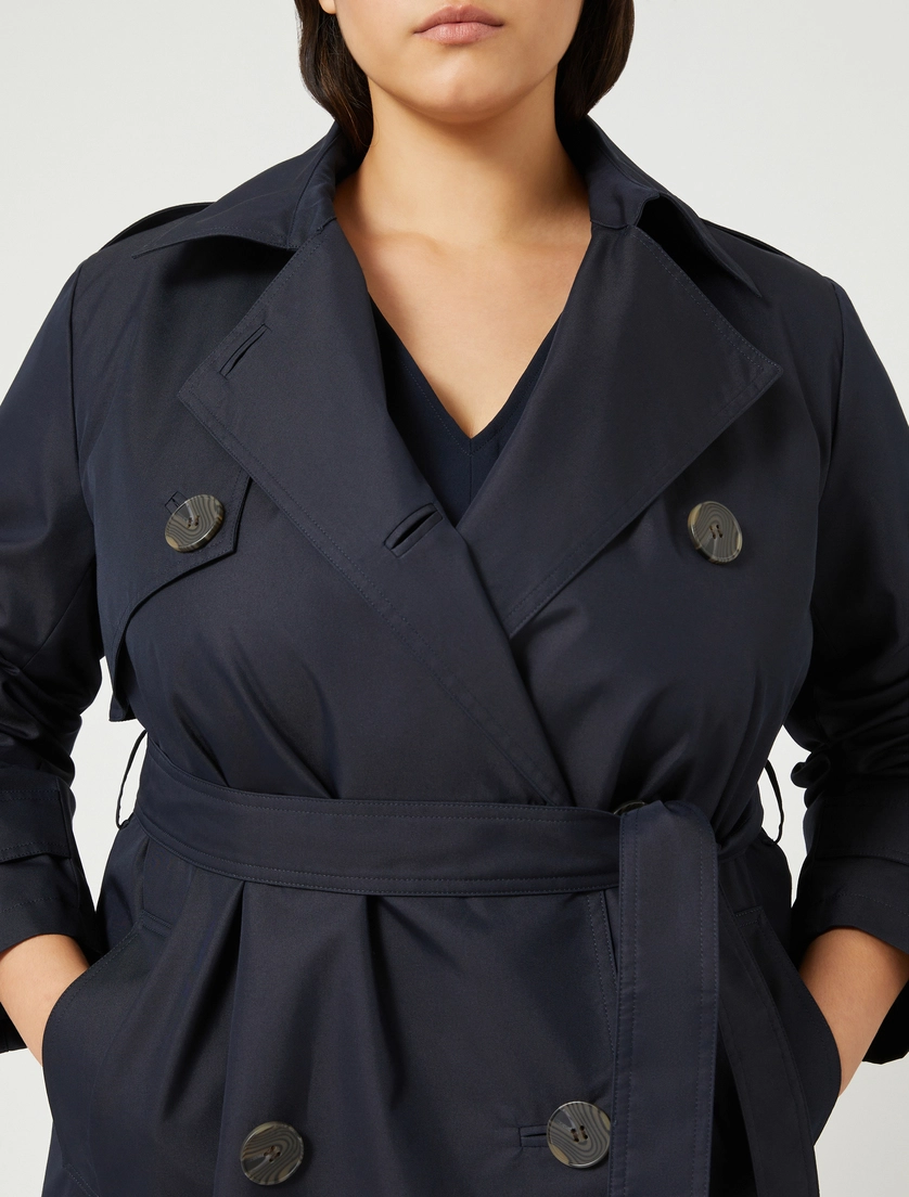 Trench-coat imperméable en sergé, bleu marine | Marina Rinaldi