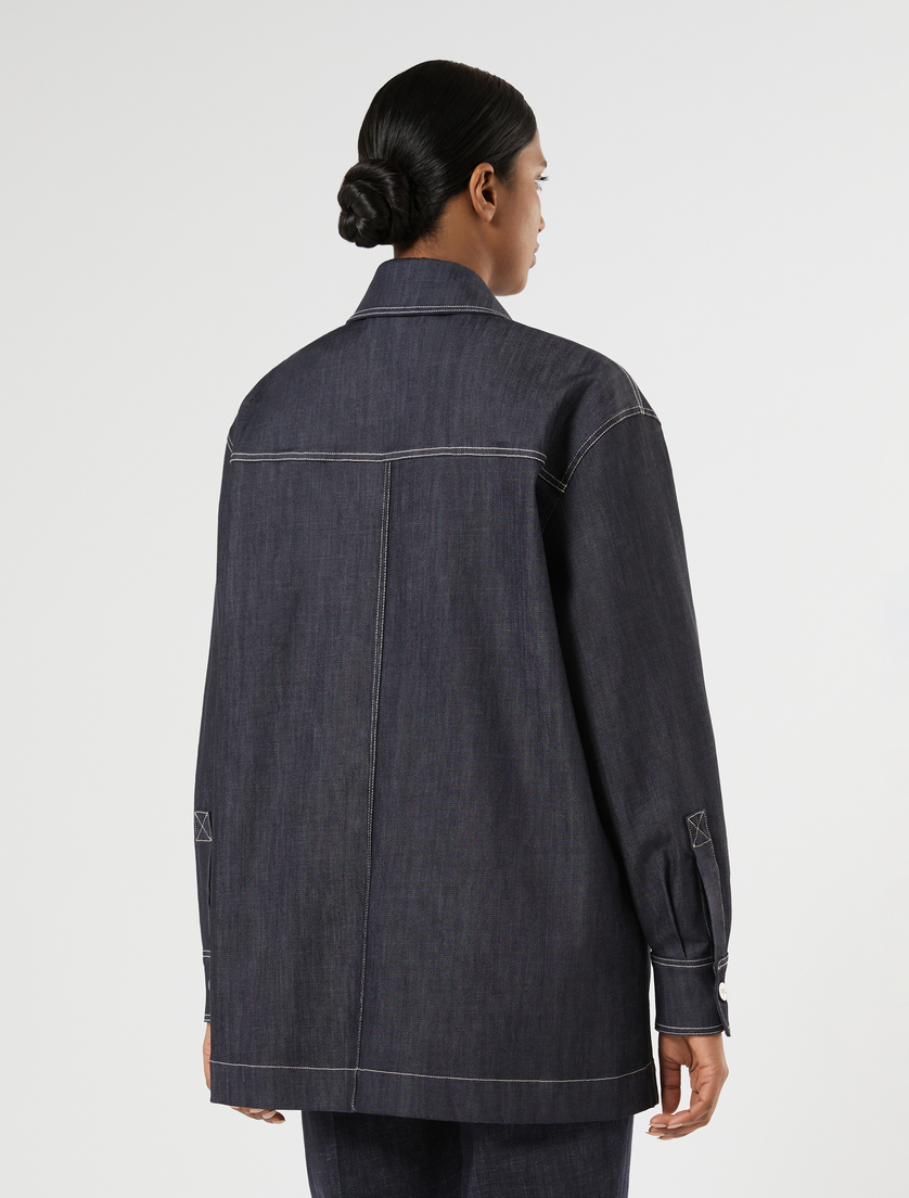 Stretch cotton jacket, navy | Marina Rinaldi